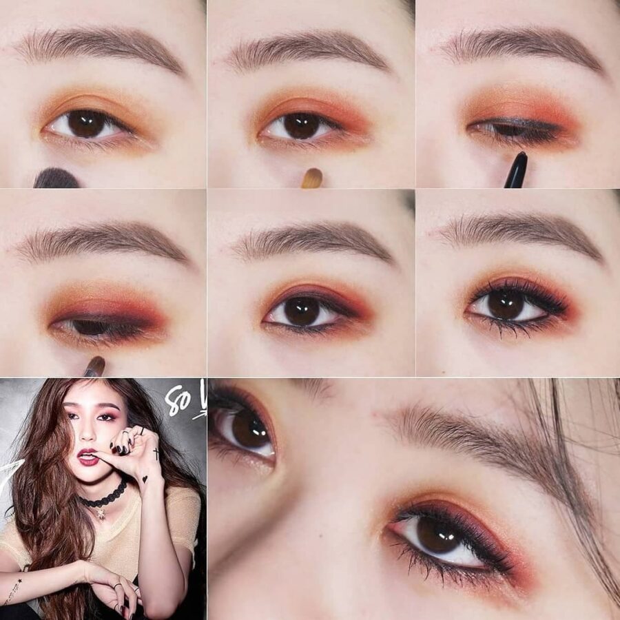 Korean Eye Makeup Look Tutorial (Illustration)